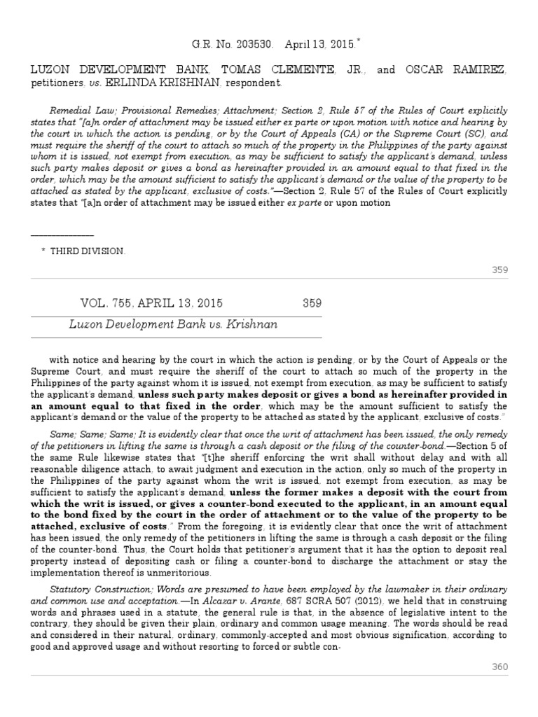 Luzon Development Vs Krishnan | PDF | Bail | Certiorari