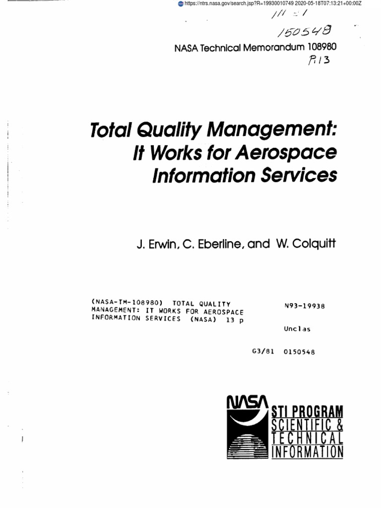 Total Quality Management: It Works For Aerospace Information Services ...