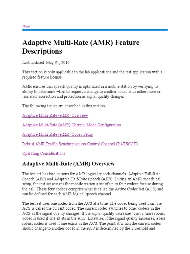 AMR Codec Configuration Guide | PDF | General Packet Radio Service ...