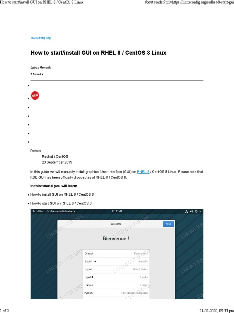 Install GUI On RHEL 8 PDF | Download Free PDF | Linux | Desktop Environment