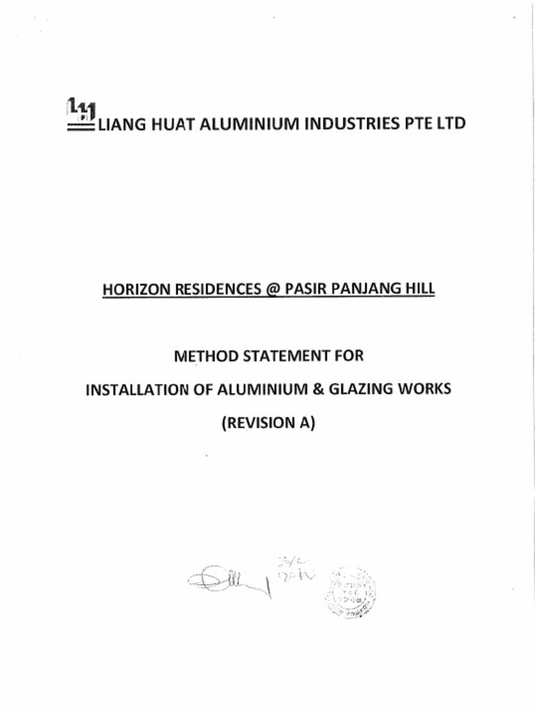 Method Statement For Aluminium and Glazing Installation | PDF