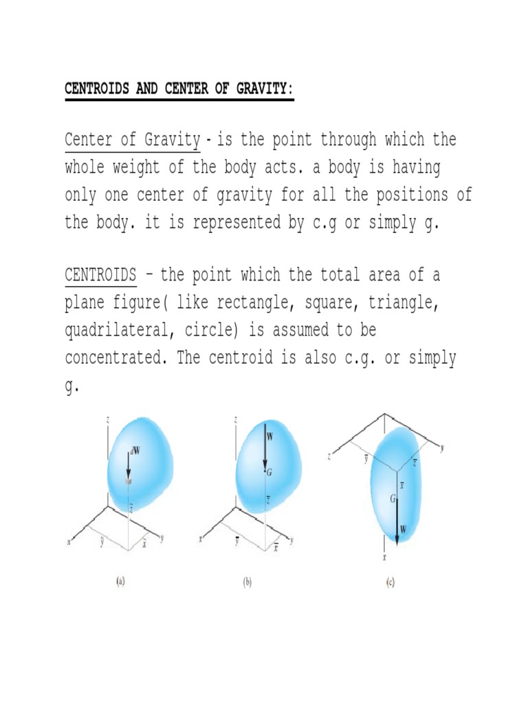 Centroids and Center of Gravity | PDF