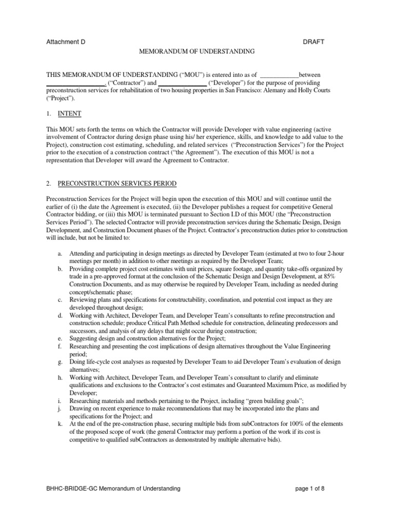 MOU Sample | PDF | Indemnity | Liability Insurance