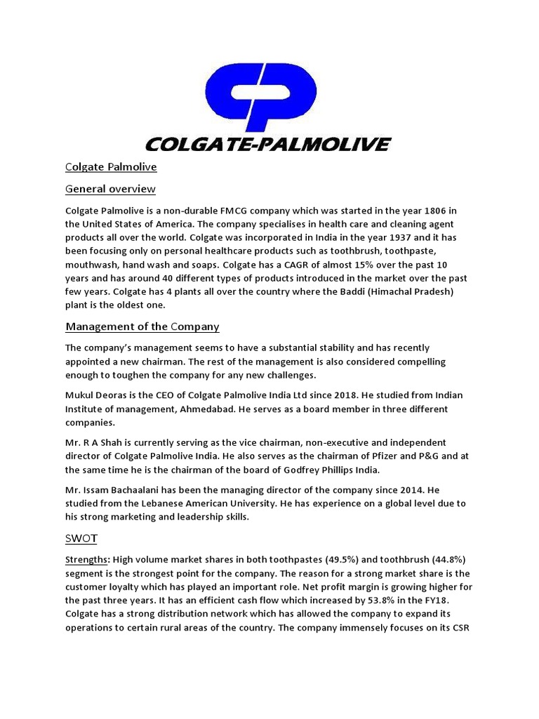 Colgate Palmolive General Overview | PDF | Competition | Brand