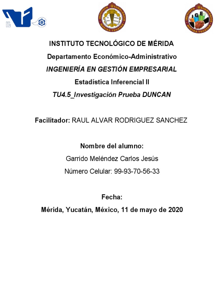 Prueba de Duncan: Comparación de Medias | PDF | Análisis de variación ...