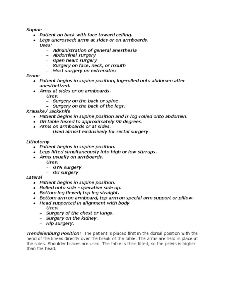 Surgical Positions | PDF