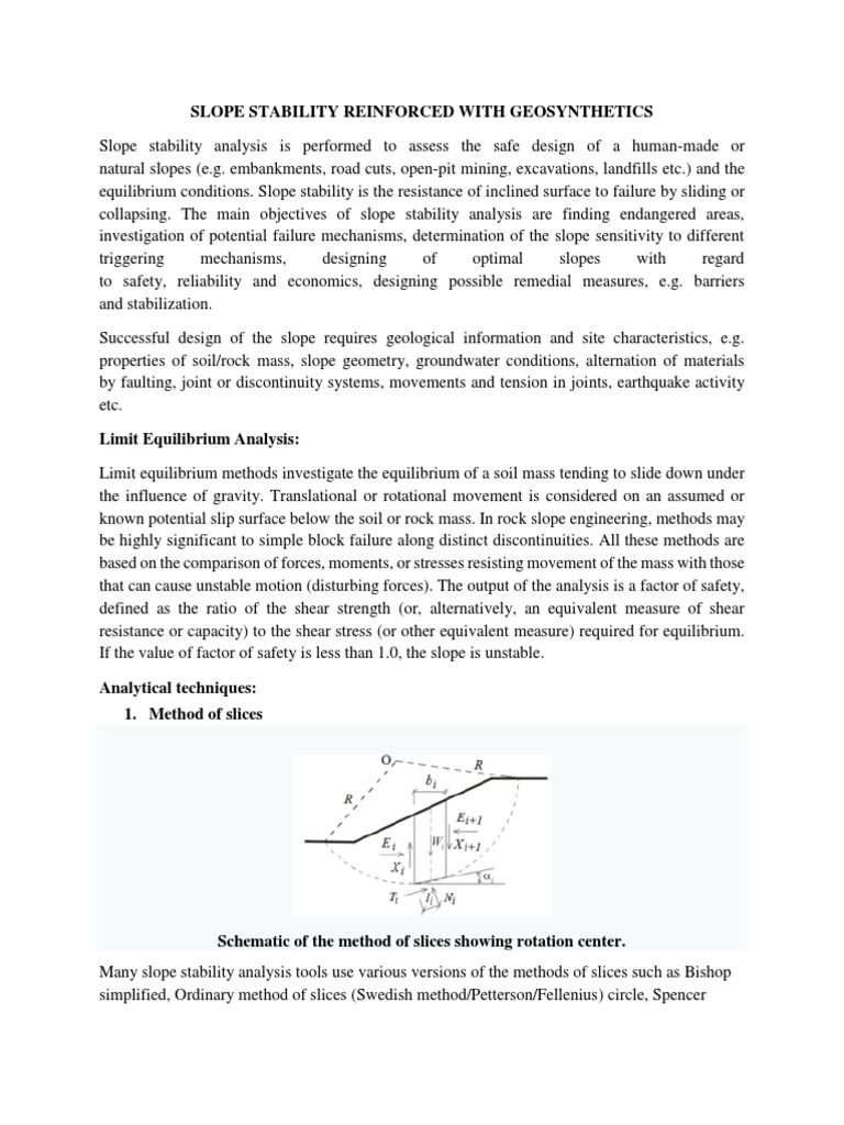 An Analysis of Slope Stability Reinforced with Geosynthetics | PDF ...
