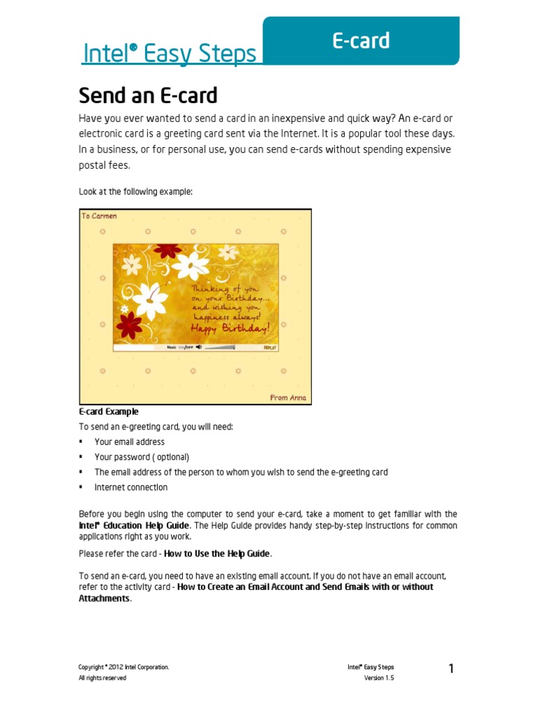 Intel® Easy Steps: Send An E-Card | PDF | Computer Mediated Communication | World Wide Web