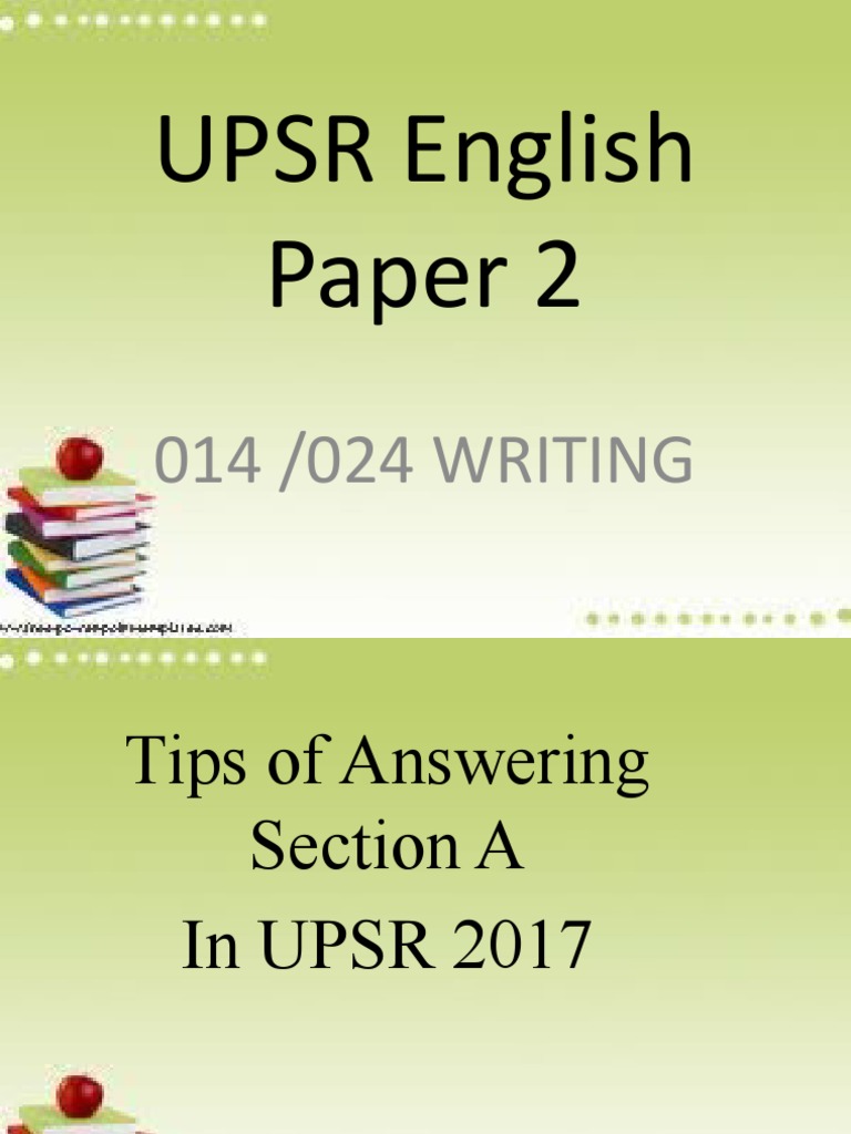 UPSR English Paper 2: 014 /024 WRITING | PDF | Paragraph | Word