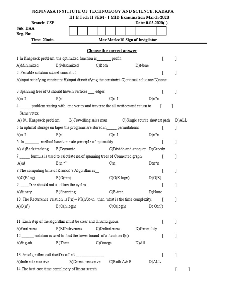 Daa Question Paper | PDF | Time Complexity | Vertex (Graph Theory)
