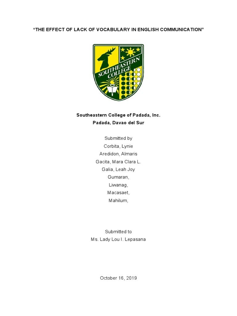 The Effect of Lack of Vocabulary in English Communication | PDF ...