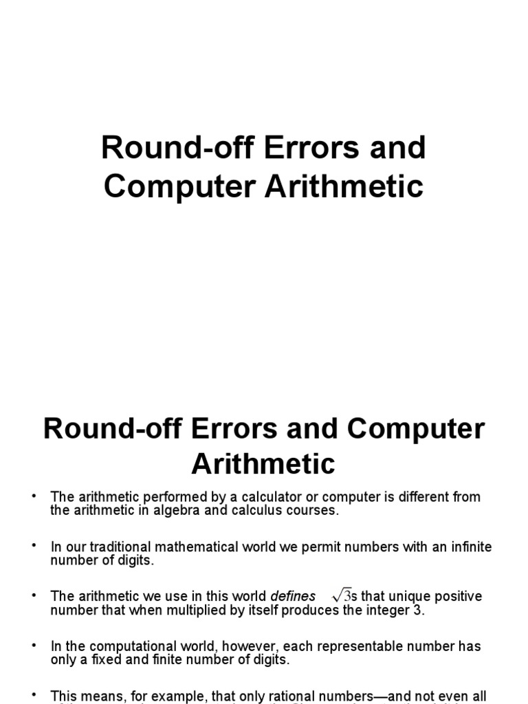 Round-Off Errors and Computer Arithmetic | PDF | Numbers | Arithmetic