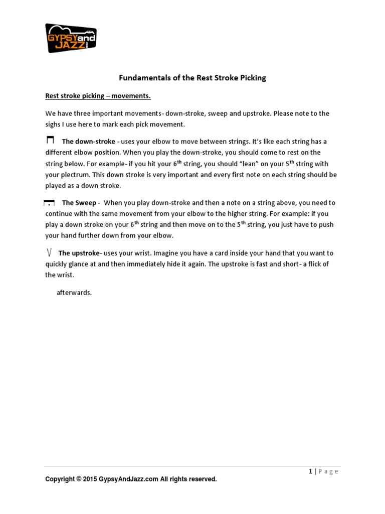 Fundamentals of The Rest Stroke Picking: TH TH | PDF