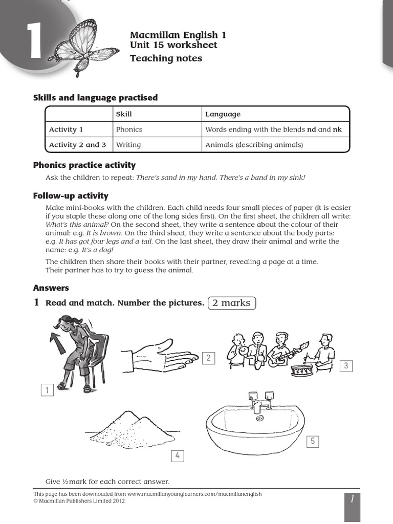 Macmillan English 1 Unit 15 Worksheet Teaching Notes | PDF | Phonics ...