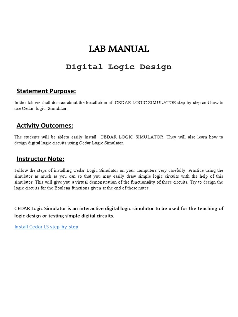 Cedar Logic Simulator Installation Guide | PDF | Digital Electronics ...