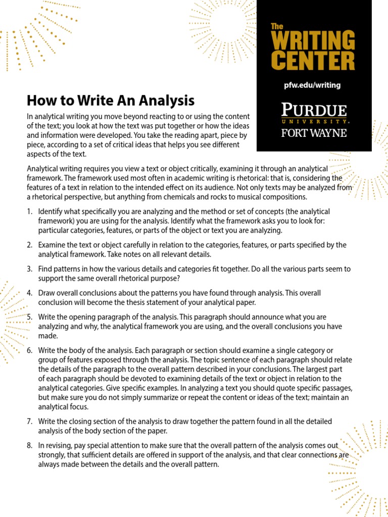 How To Write An Analysis PDF | PDF | Paragraph | Human Communication