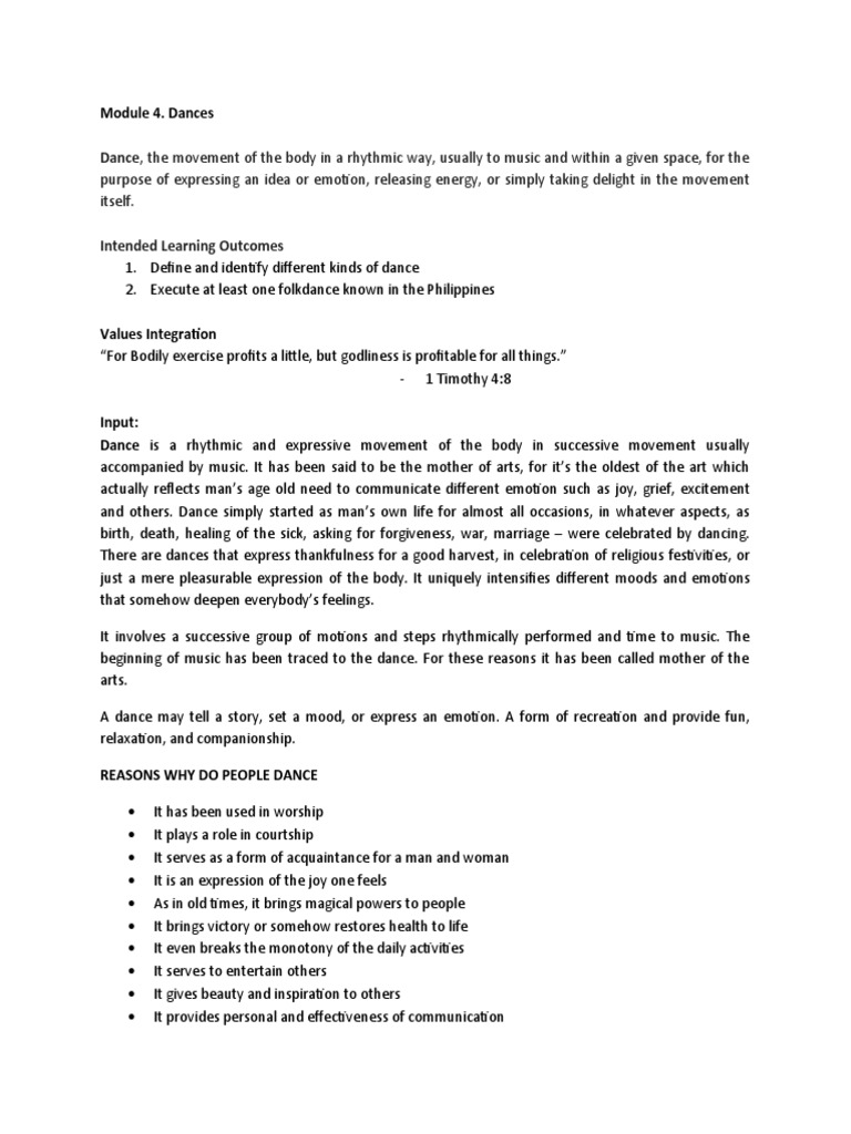 Module 4. Dances. PE104 | PDF | Dances | Ballroom Dance