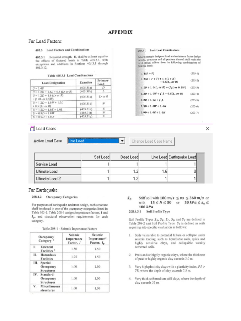 For Load Factors:: Appendix | PDF | Technology & Engineering