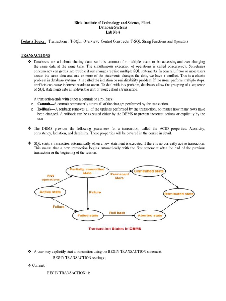 Lab 8 | PDF | Pl/Sql | Database Transaction