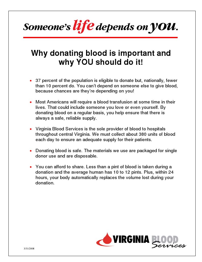 Why Donating Blood Is Important and Why You Should Do It | PDF | Social ...