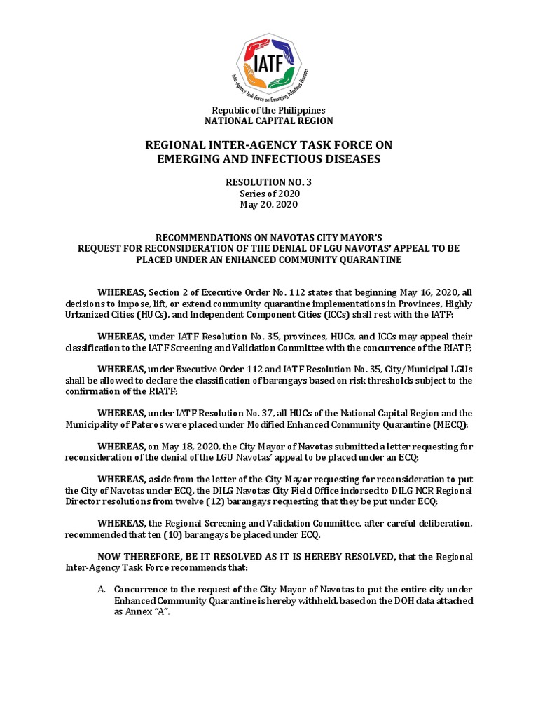RIATF NCR - Resolution No 3 | PDF | Public Sphere | Government