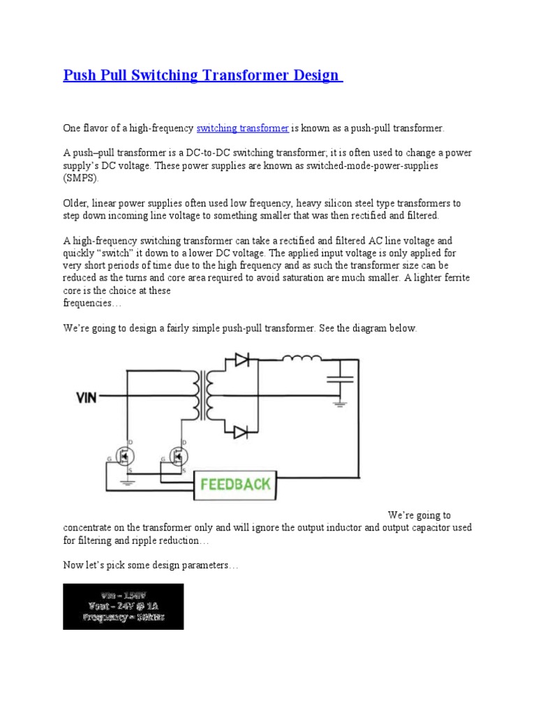 Push-Pull Transformer Design Guide | PDF | Transformer | Power Electronics