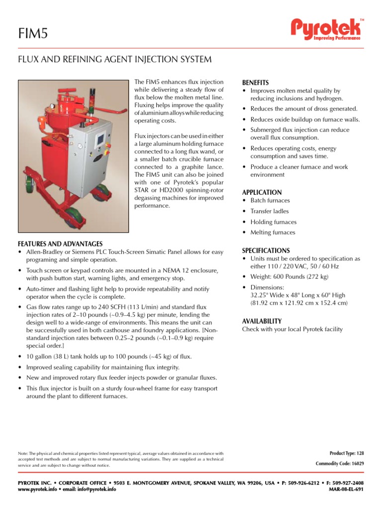 Flux and Refining Agent Injection | PDF | Aluminium | Furnace