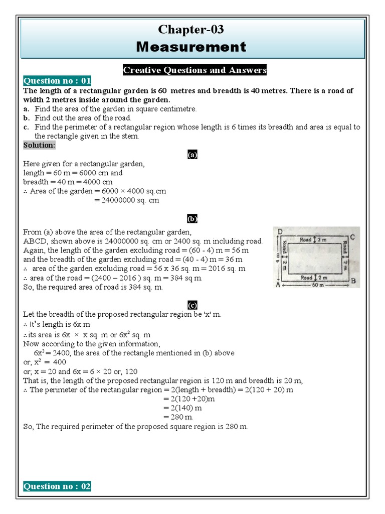 Chapter 3 Measurement | PDF | Length | Area