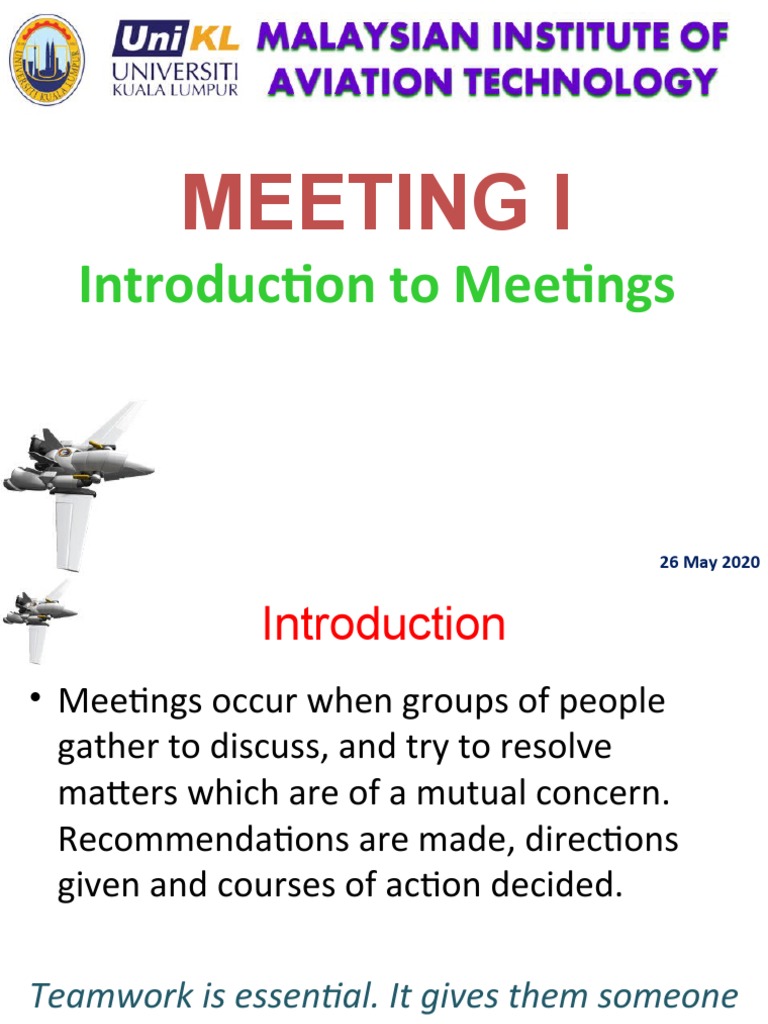 Meeting I: Introduction To Meetings | PDF | Agenda (Meeting) | Behavior ...
