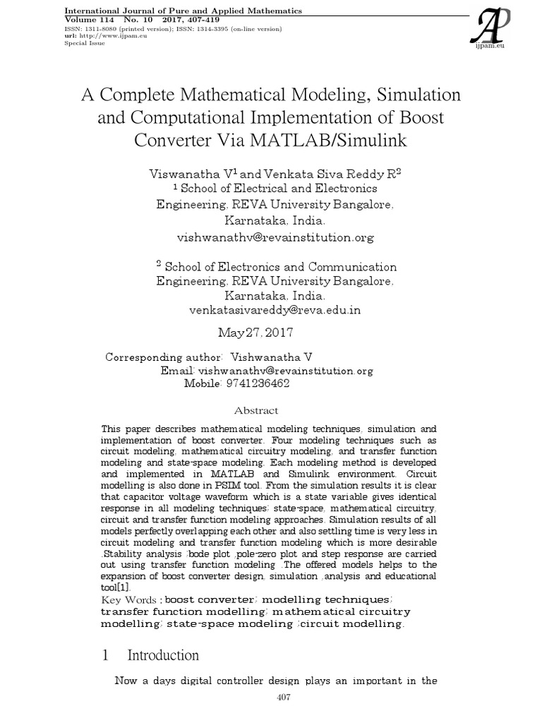 A Complete Mathematical Modeling, Simulation and Computational Implementation of Boost Converter ...