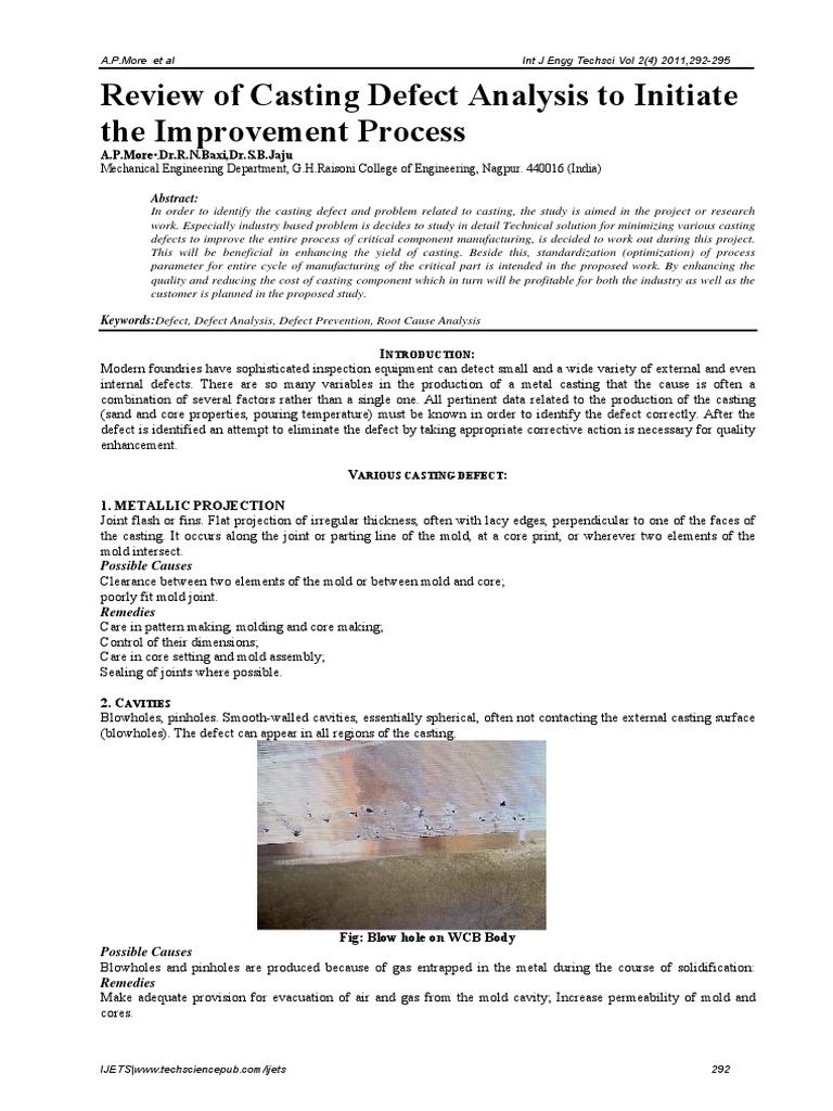 Review of Casting Defect Analysis To Initiate The Improvement Process | PDF | Casting ...