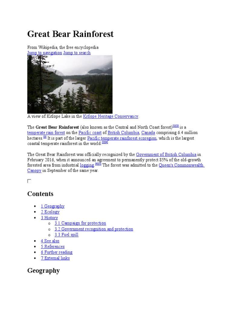 Great Bear Rainforest | PDF | Earth Sciences | Physical Geography