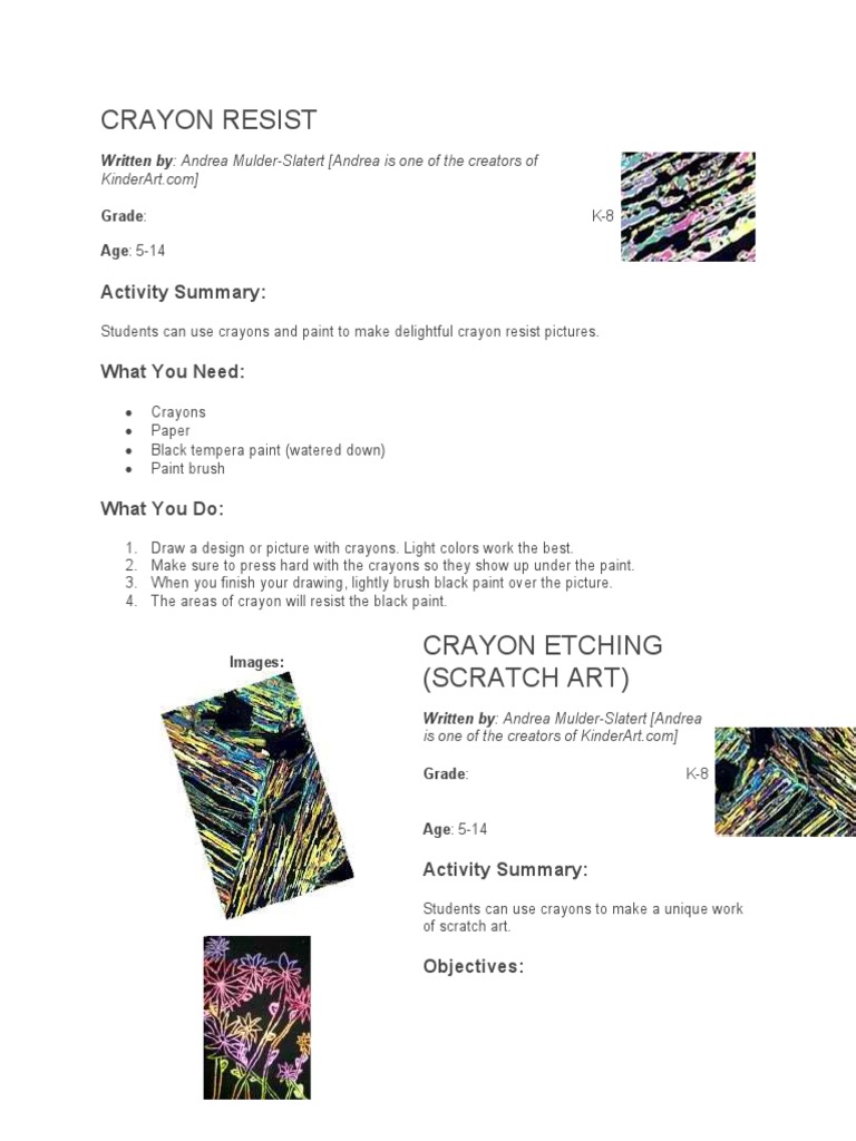 Crayon Resist: Activity Summary | PDF | Art Media | Art Materials