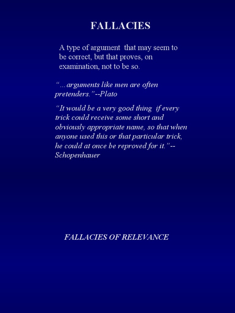 Fallacies: A Type of Argument That May Seem To Be Correct, But That ...
