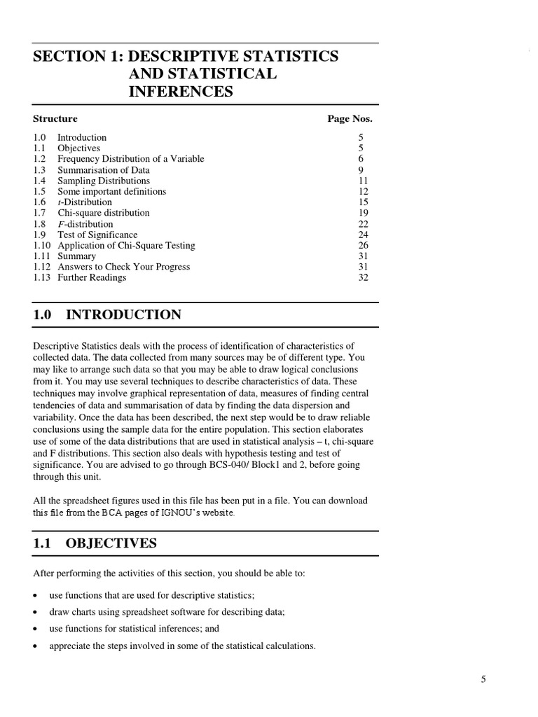 Section 1: Descriptive Statistics and Statistical Inferences | Download Free PDF | Confidence ...