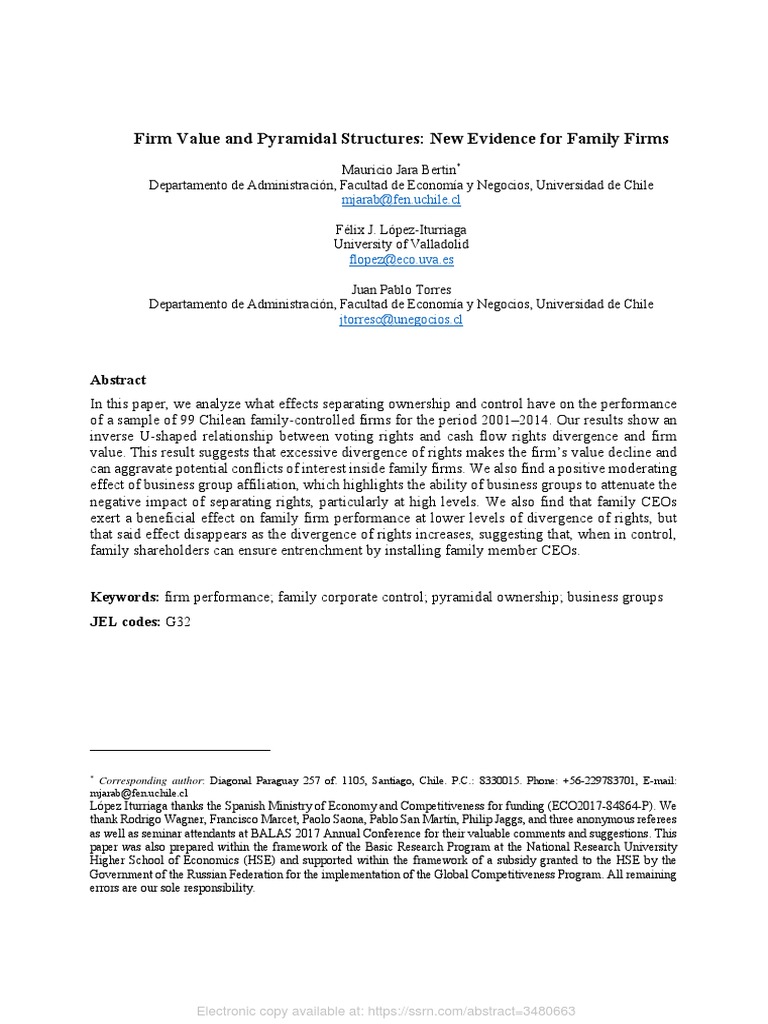 Firm Value and Pyramidal Structures: New Evidence For Family Firms ...