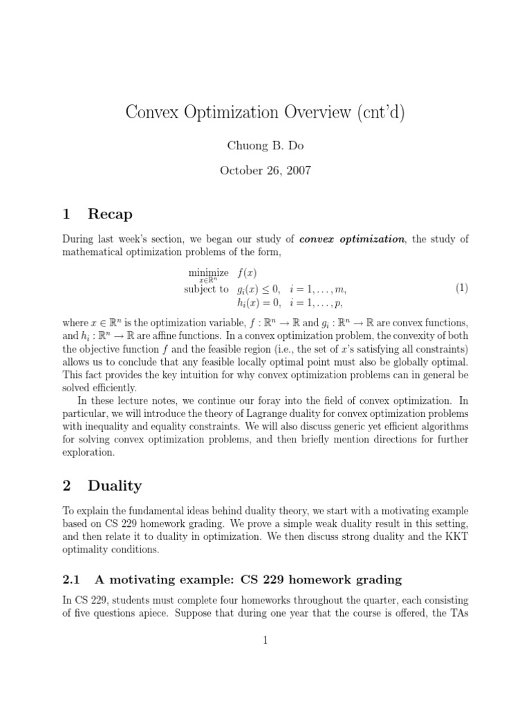 cs229 Cvxopt2 | PDF | Mathematical Optimization | Numerical Analysis
