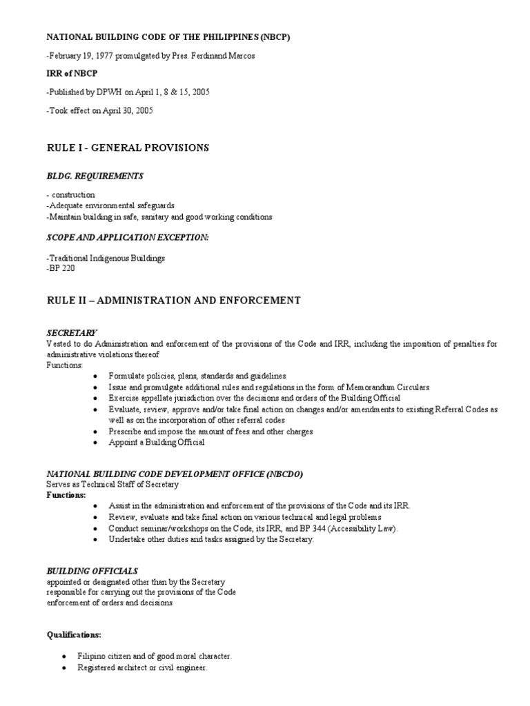 Rule I - General Provisions: Bldg. Requirements | PDF | Building Code | Fee