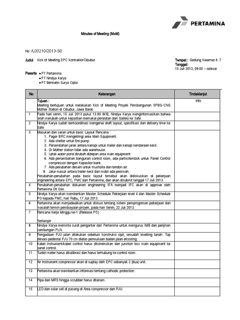 Form Notulen Rapat | PDF