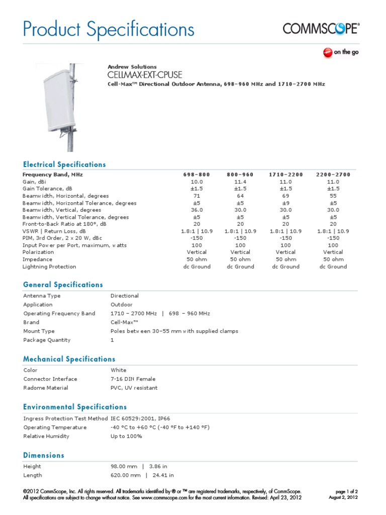 Product Specifications Product Specifications: Cellmax Cellmax - Ext ...