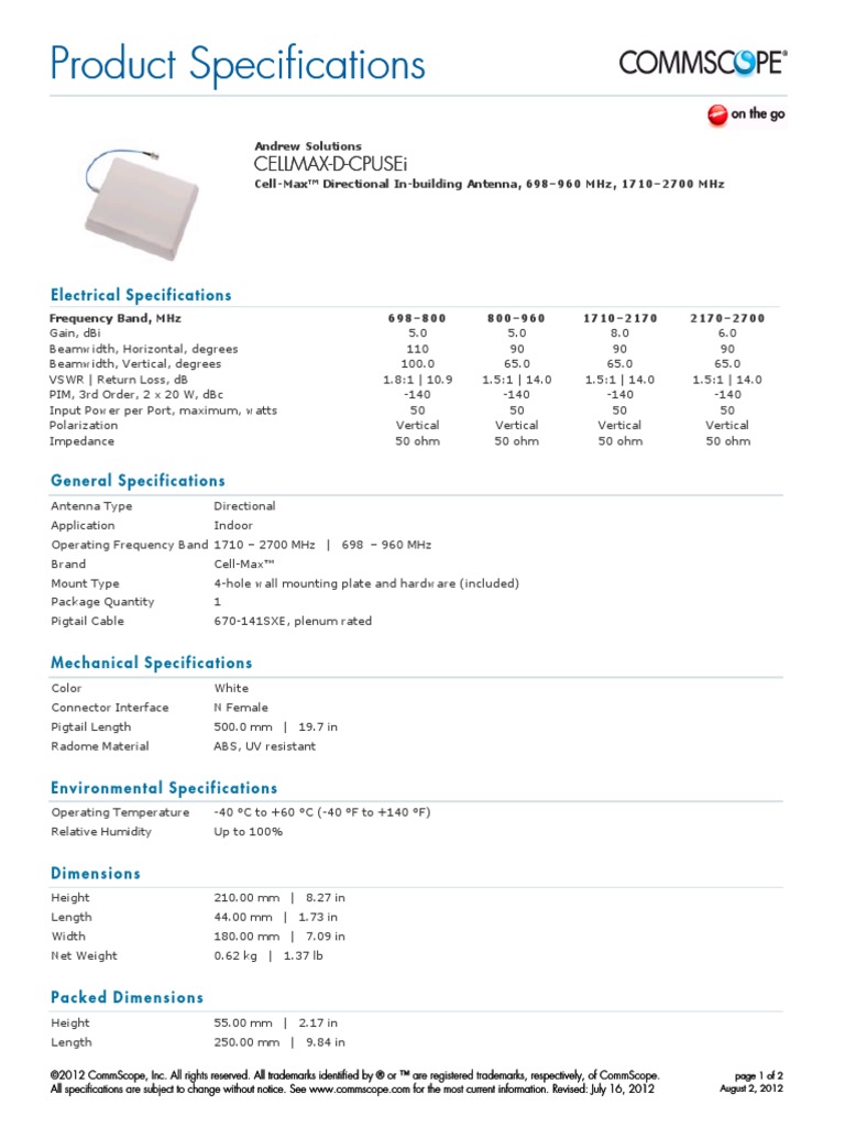 Product Specifications Product Specifications: Cellmax Cellmax - D D ...
