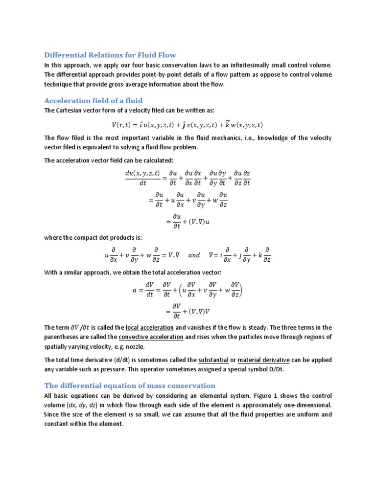 Differential Relations For Fluid Flow | PDF | Fluid Dynamics | Fluid Mechanics