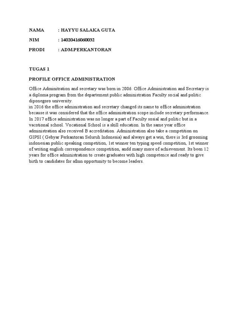 Profile of Office Administration Program | PDF