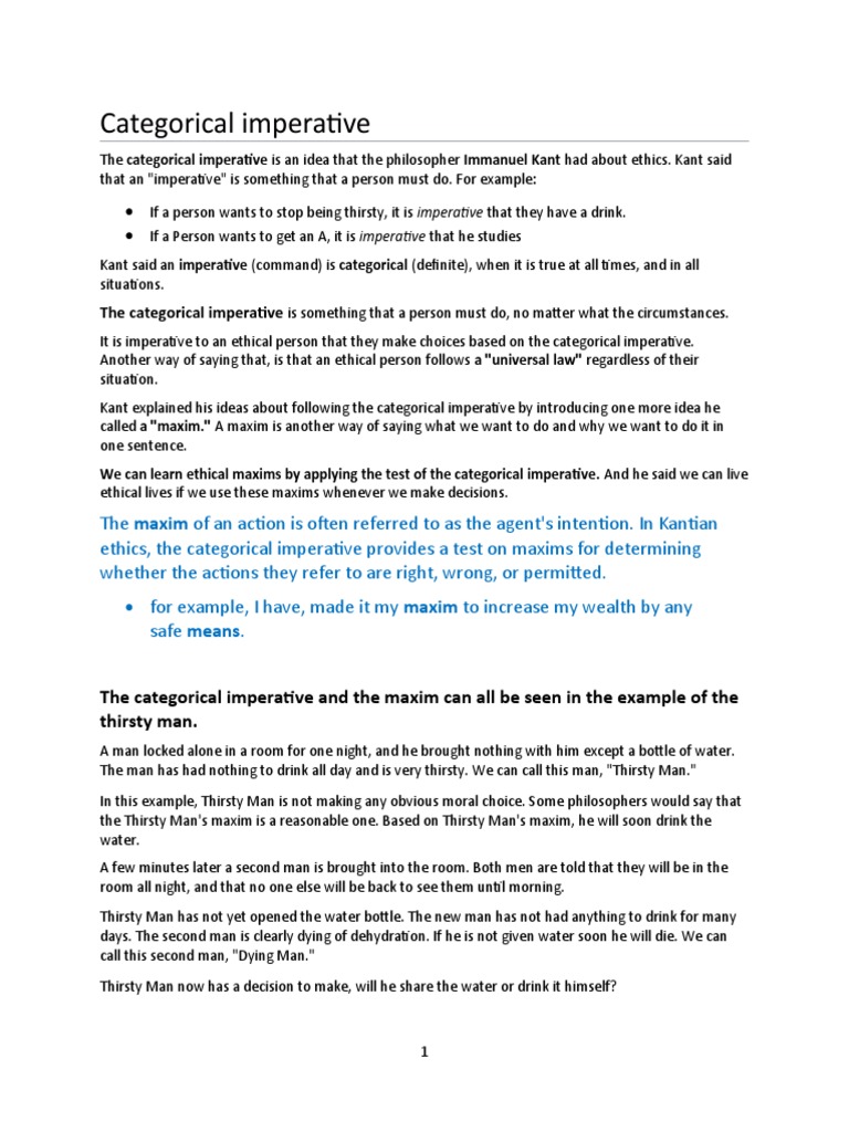 Kant's - Duty - Ethics - Categorical Imperative | PDF | Immanuel Kant ...