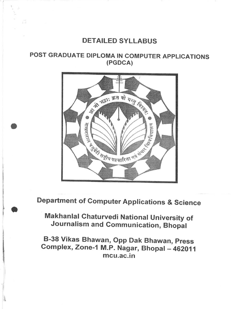 Pgdca Syllabus July 2018 Pdf Pdf