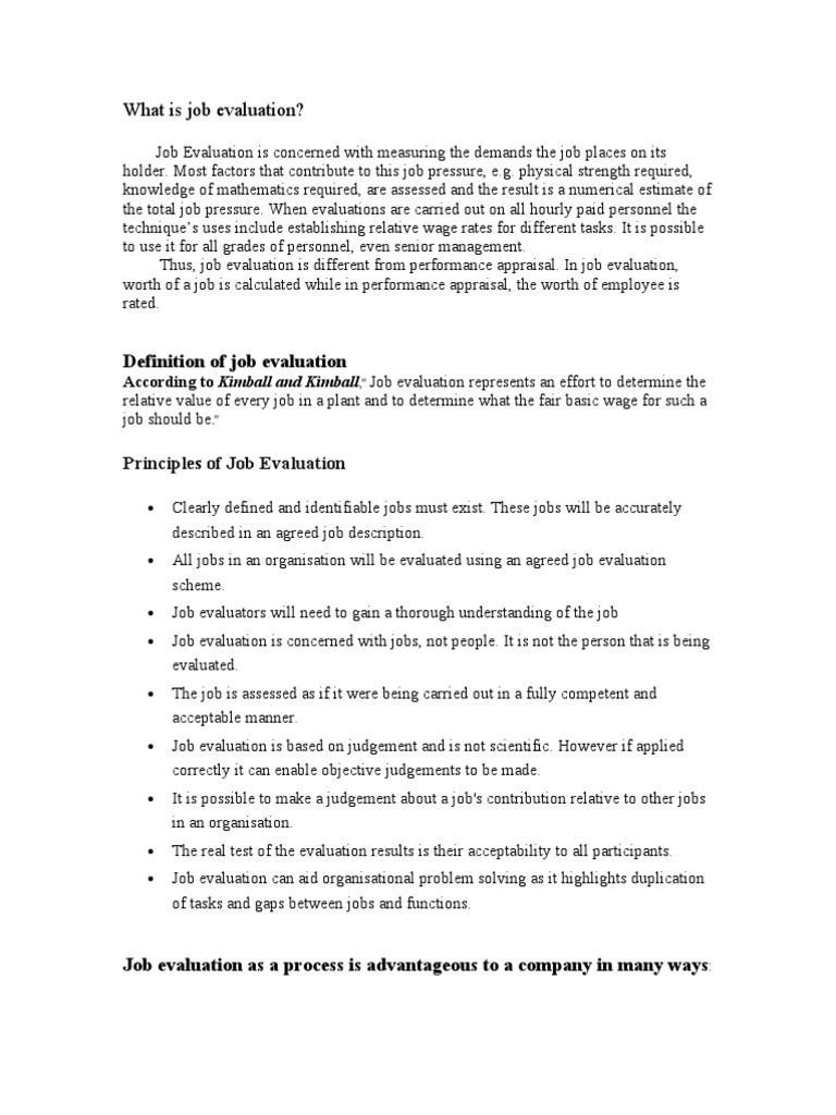Job Evaluation and Job Rotation | PDF | Division Of Labour | Employment