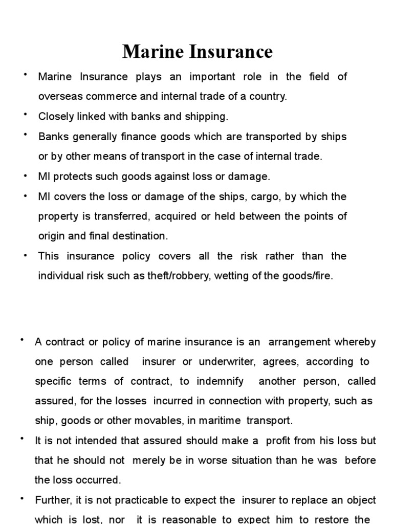 Marine Insurance | PDF | Insurance | Business Law