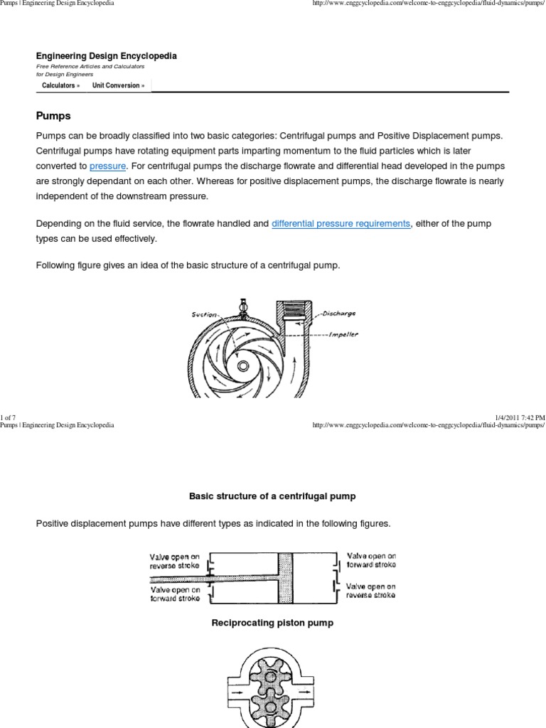 Pumps: Engineering Design Encyclopedia | PDF | Pump | Liquids