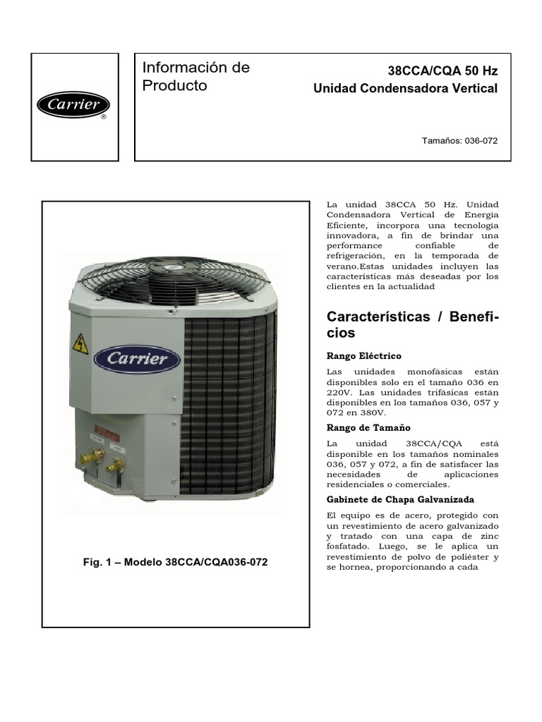 38CCA-CQA036-072 Condensador | PDF | Fusible (Eléctrico) | Tubería ...