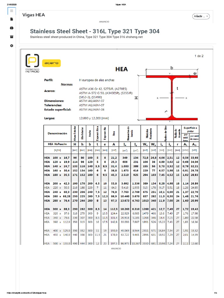 Vigas HEA | PDF | Acero | Naturaleza